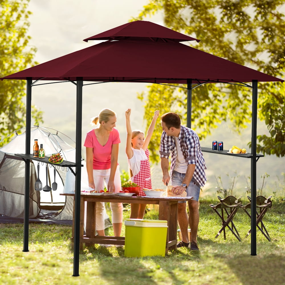 Backyard Grill Canopy, 8x5FT Outdoor Patio Grill Canopy Gazebo, 2-Tier ...