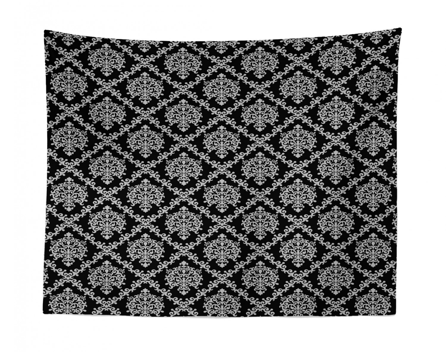 Charcoal Grey Tapestry, Continuing Pattern of Baroque Inspired Elements ...