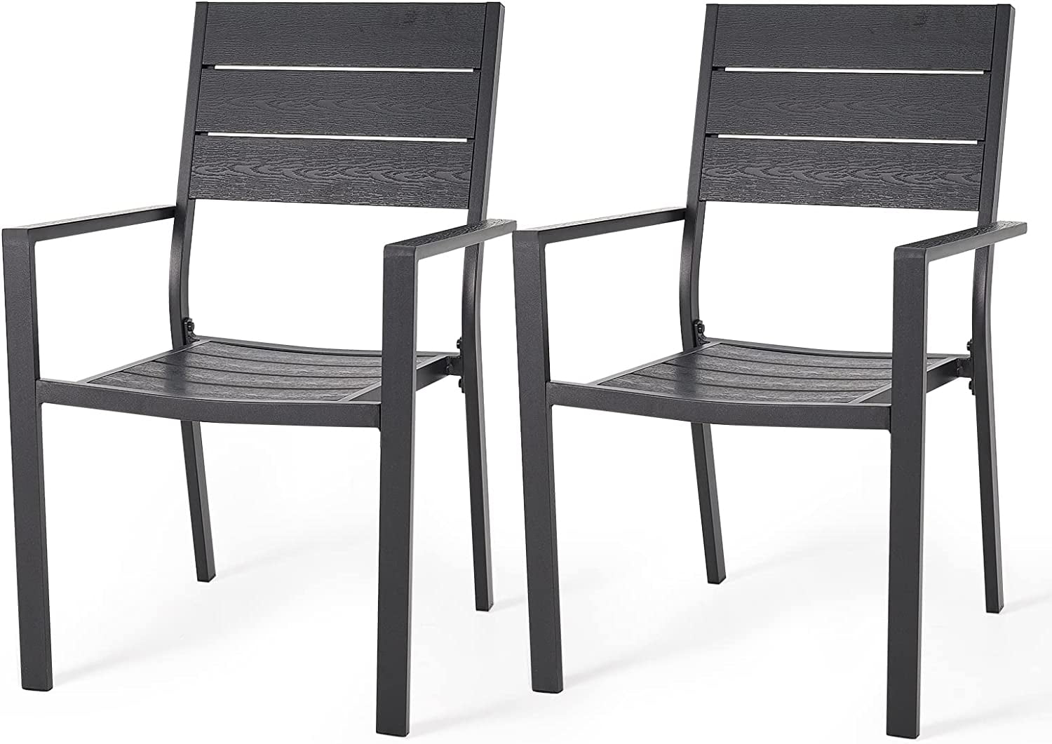 AECOJOY Outdoor Patio Dining Chairs, Stackable Arm Chairs-Aluminum ...