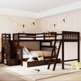 AUU L-Shaped Twin-Over-Full Bunk Bed with 3 Drawers, Ladder and ...