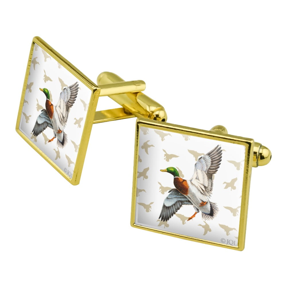 Mallard Duck in Flight Square Cufflink Set - Silver or Gold - Walmart.com