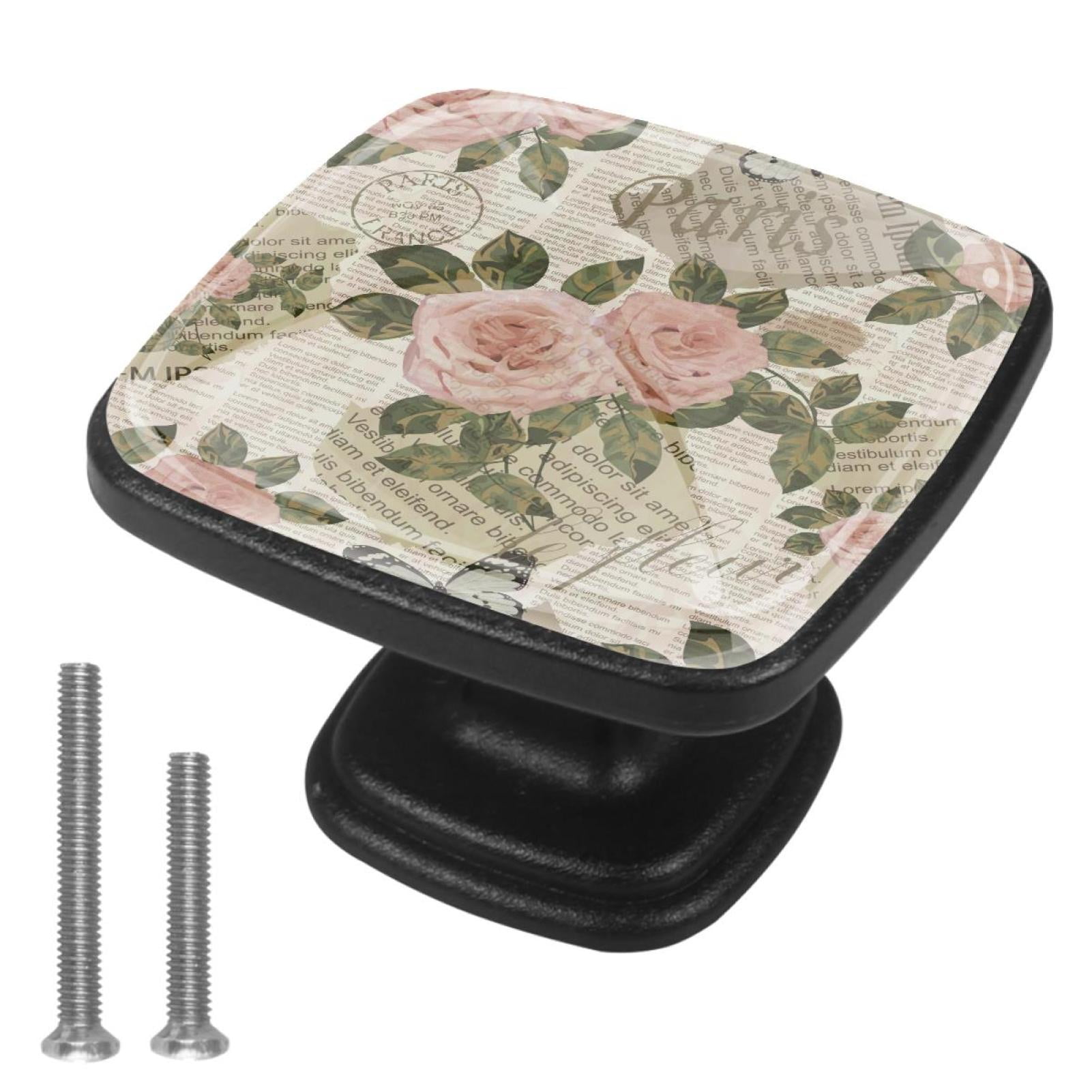 4 Pcs Cabinet Handle Drawer Pulls Paris Newspaper Knobs with Screws ...