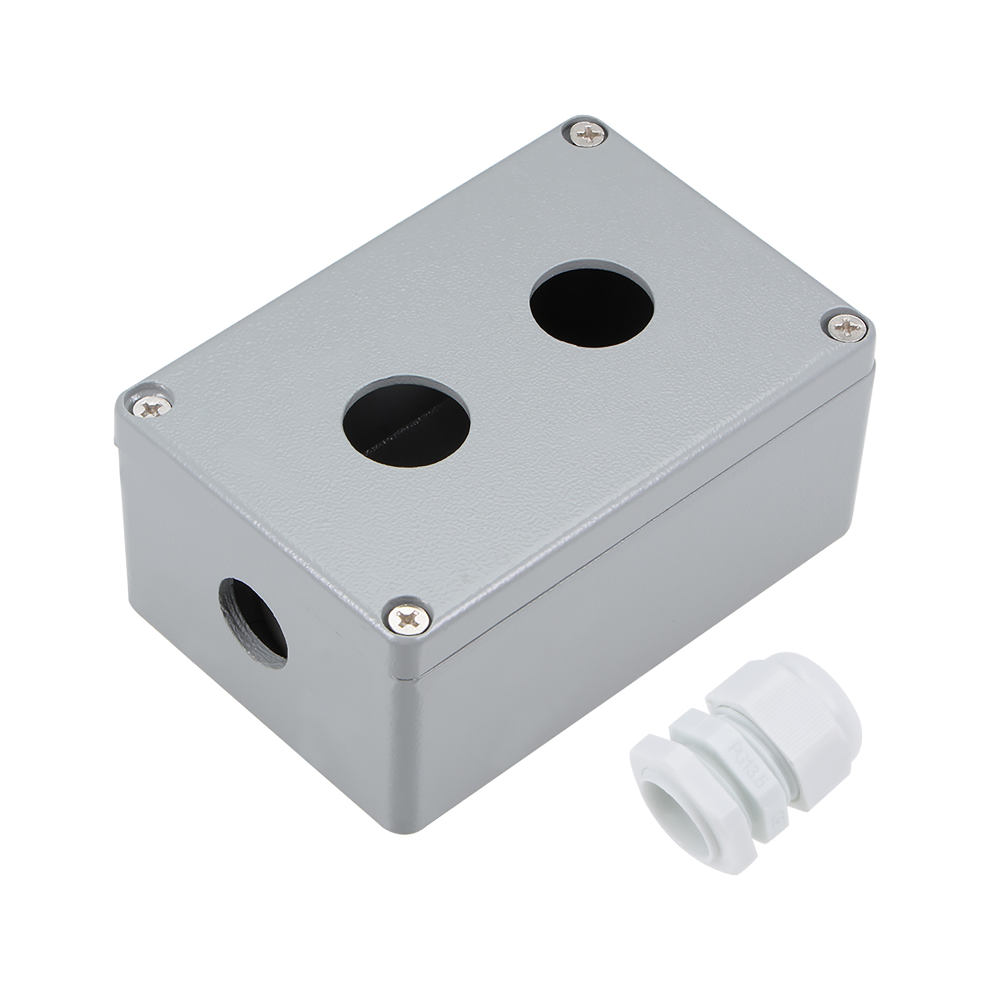 Push Button Switch Control Station Box 22mm 2 Button Hole Gray 1pcs ...