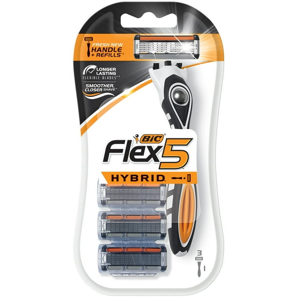 BIC Flex 5 Hybrid Men's Razor, Disposable Razors, 1 Handle and 3 ...
