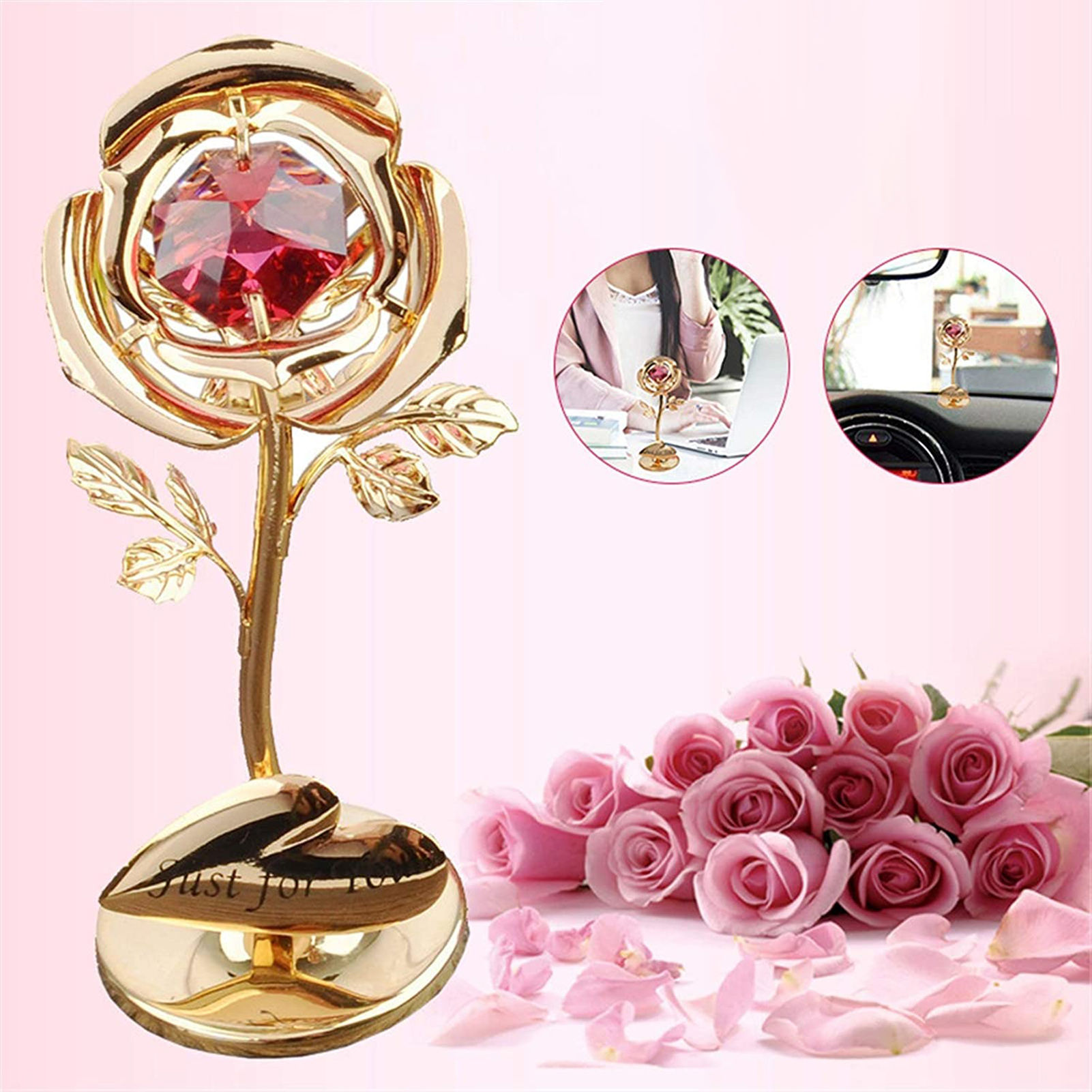 NUZYZ Electroplating Gold Leaf Simulation Rose Immortal Flower Desktop ...