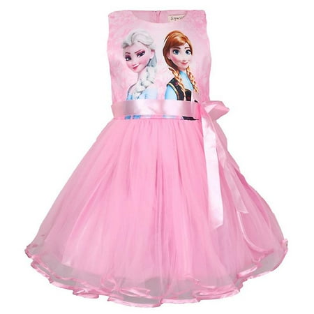 HEFEI,Girls Frozen Princess Anna Elsa Sleeveless Tutu Tulle Dress Ball ...