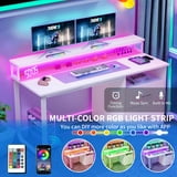 Dextrus 55" Computer Desk with Storage Drawers & LED Light, Office Desk ...