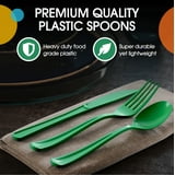 100 Count Disposable Spoons - Heavy Weight Emerald Green Plastic Spoons ...