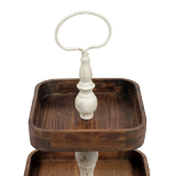 SOFE Famehouse 2 Tier Tray Decor, Rustic Wooden Two Tirerd Tray Stand ...