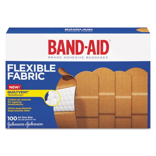 Band-Aid Flexible Fabric Premium Adhesive Bandages, 3/4" x 3", 100/Box ...