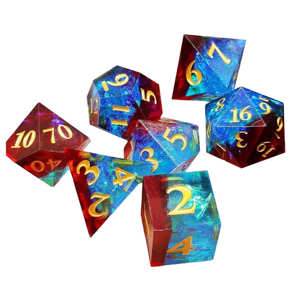 7 pcs polyhedral resin , D4~D20 game family table game for family Red ...