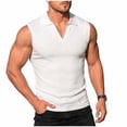 Antinious Men Solid Texture Collar Sleeveless Pullover Beach Vacation ...