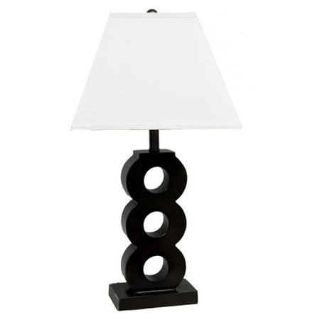 30" Tall Wooden Modern Table Lamp, Chocolate finish, White Shade ...