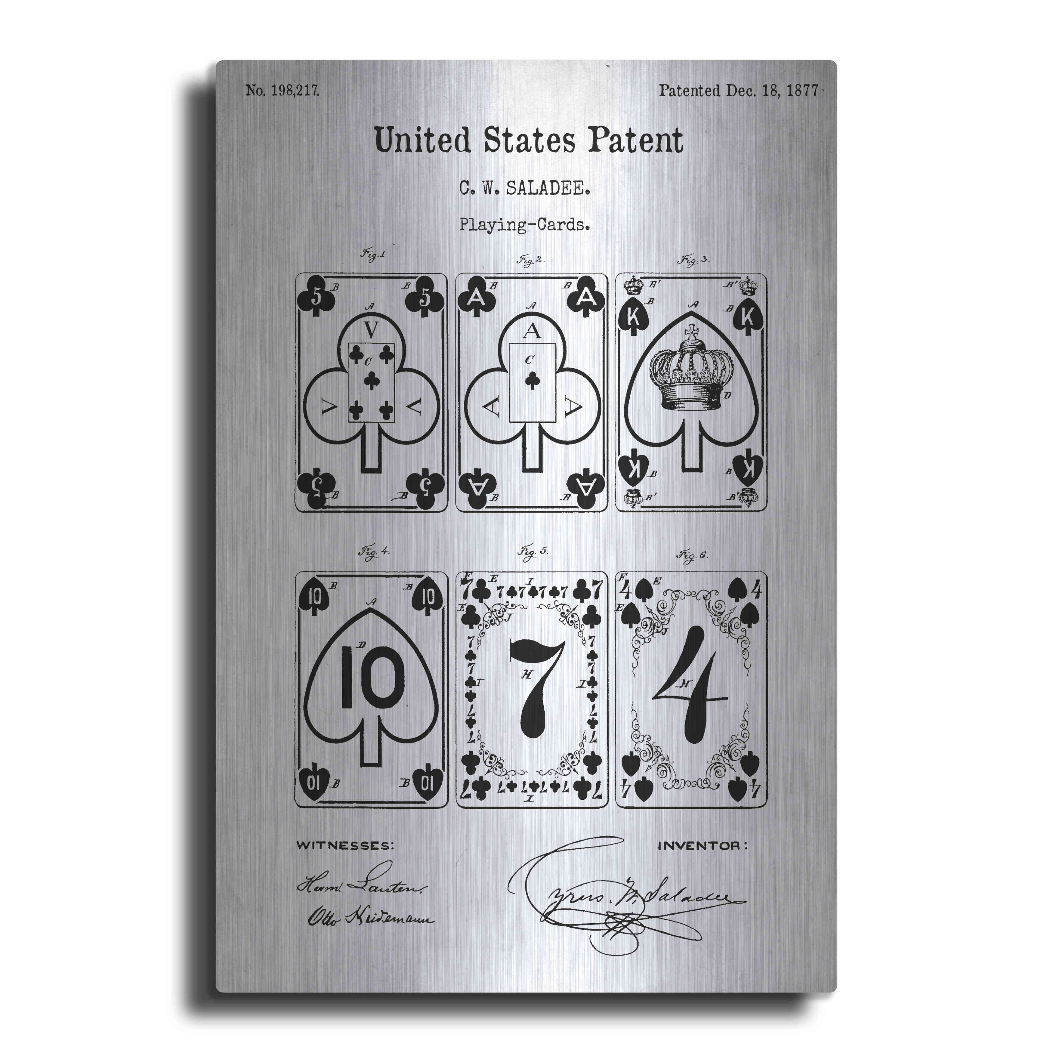 Luxe Metal Art 'Playing Cards Vintage Patent White' Acrylic Glass Wall ...