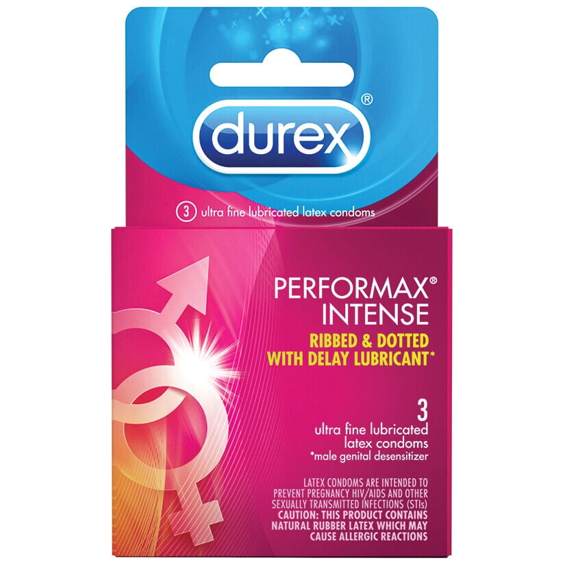 Durex Performax Intense Latex Condoms Ribbed w/ Desensitizing Delay ...