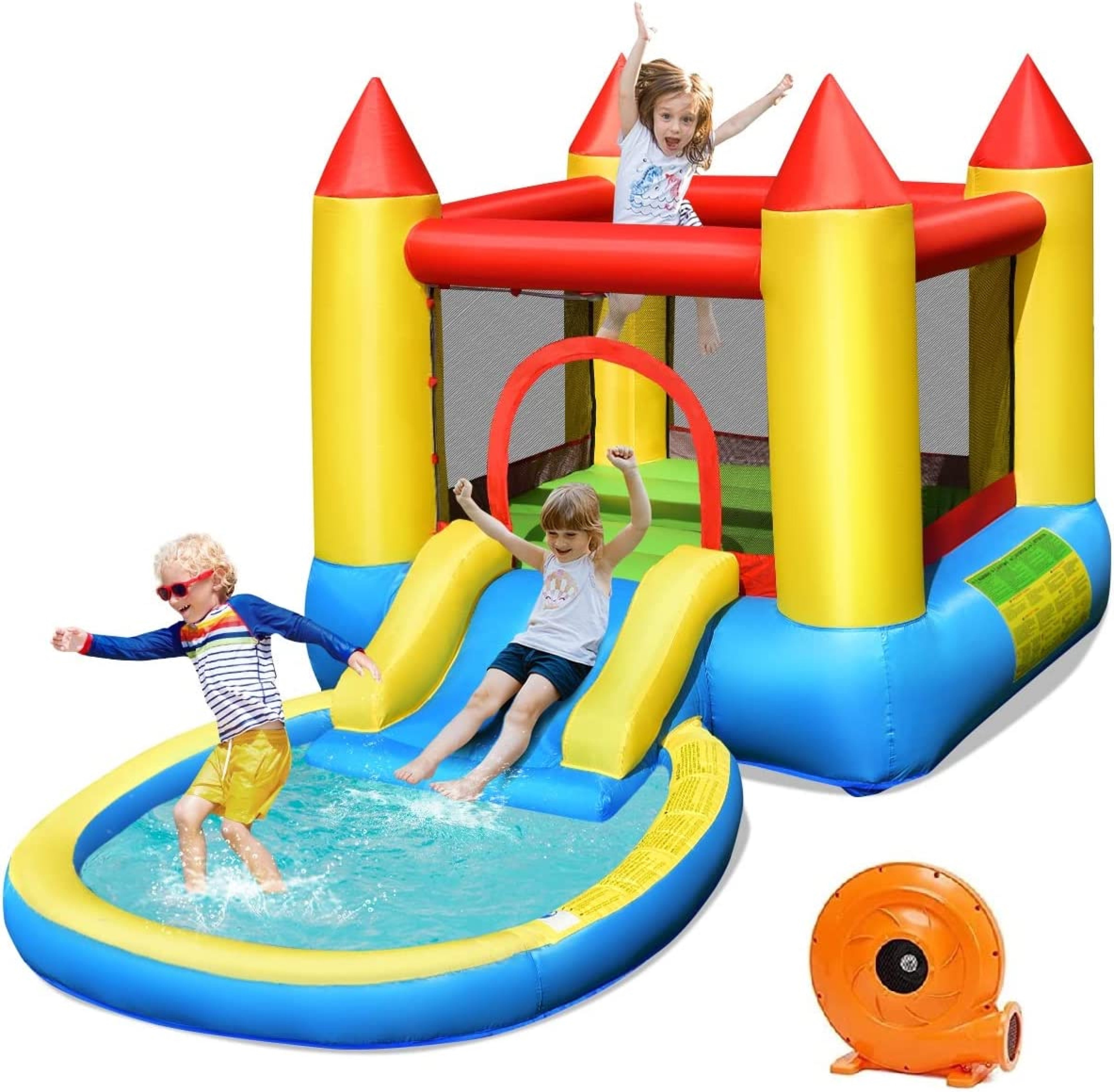 O'Force Inflatable Water Slide Bounce House with Ball Pit & Splash Pool ...