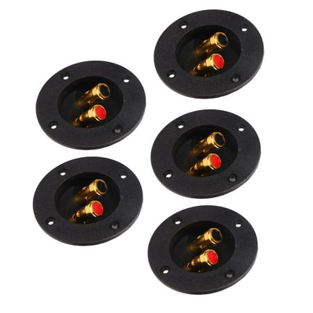 Fydun 5Pcs Round 2 Way Stereo Speaker Box Terminal Cup Double Binding Posts Screw Cup Connector ...