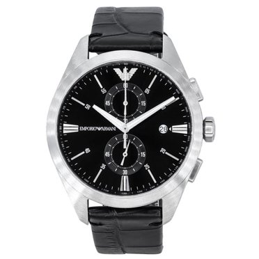 Emporio Armani Men's Classic Chronograph Watch, Beige Dial, Brown Strap ...