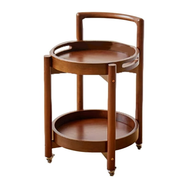 Mesa auxiliar redonda Macarena 2 niveles con ruedas Café 66 cm x 36 cm ...