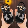 BOOMNY Girl's Sandals Open Toe Flat Sandals for Kids Sparkly Glitter ...
