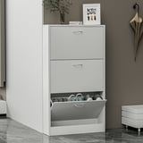 COSIEST White Wood Round 20-inch MDF Storage Cabinet with 3 Drawers for ...