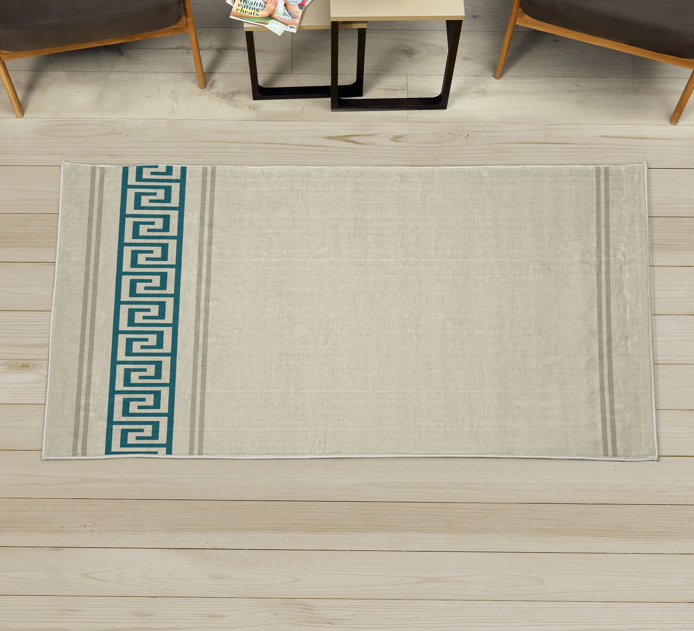 Abstract Decorative Rug, Simplistic Classic Greek Inspired Pattern in ...