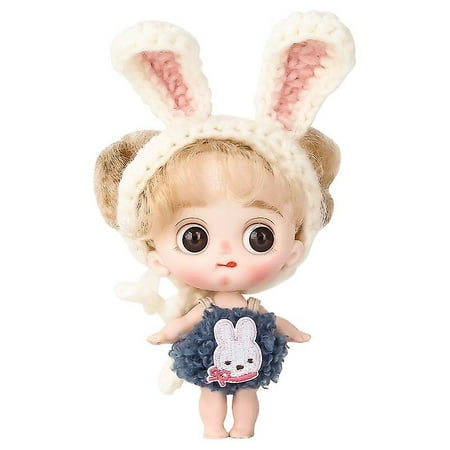 New mini 1/12 doll ball-jointed boy girl ob11 doll curly wig with cute ...