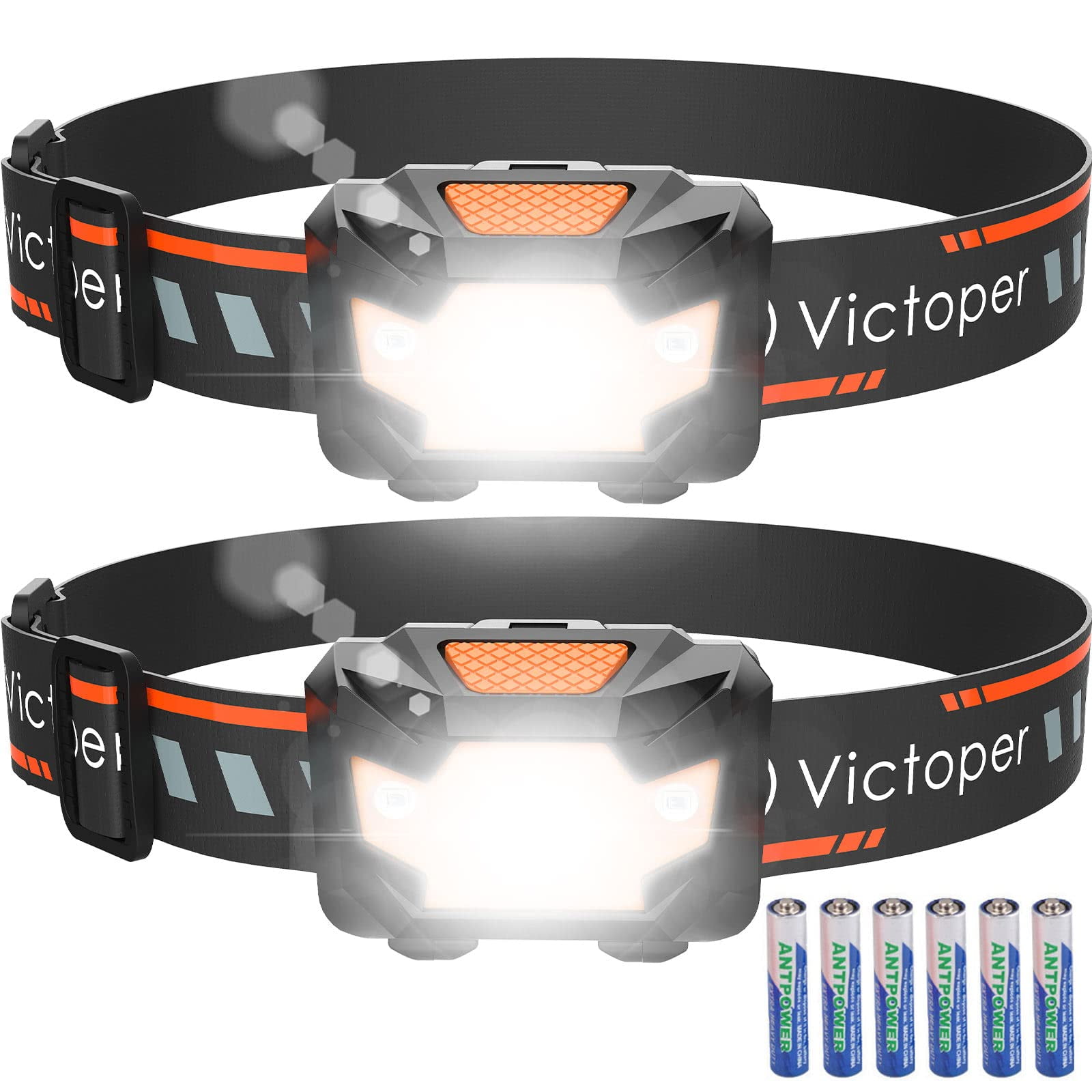 2 Pack LED Headlamp, 1100 Lumen Bright Lightweight Head Lamp with 4 ...
