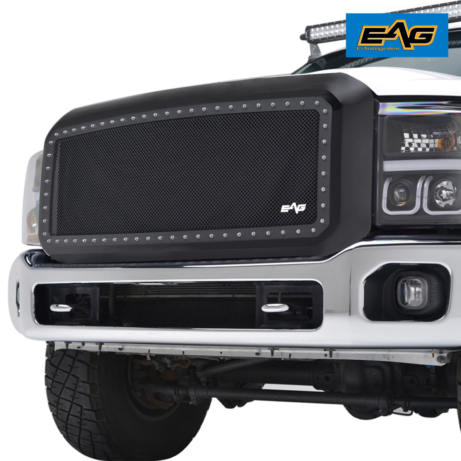 EAG Front Rivet Matte Black Stainless Steel Wire Mesh Grill With Shell ...