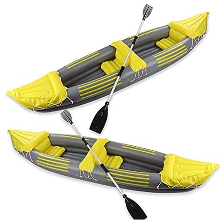 HTAIGUO 2 Person Inflatable Kayak Yellow Boat Touring Kayaks Fishing ...