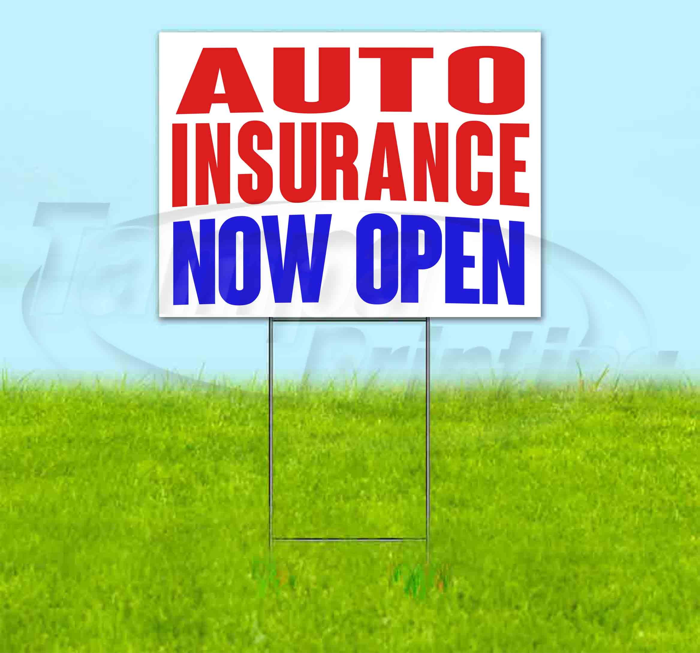 Auto Insurance Now Open (18" x 24") Yard Sign, Includes Metal Step ...