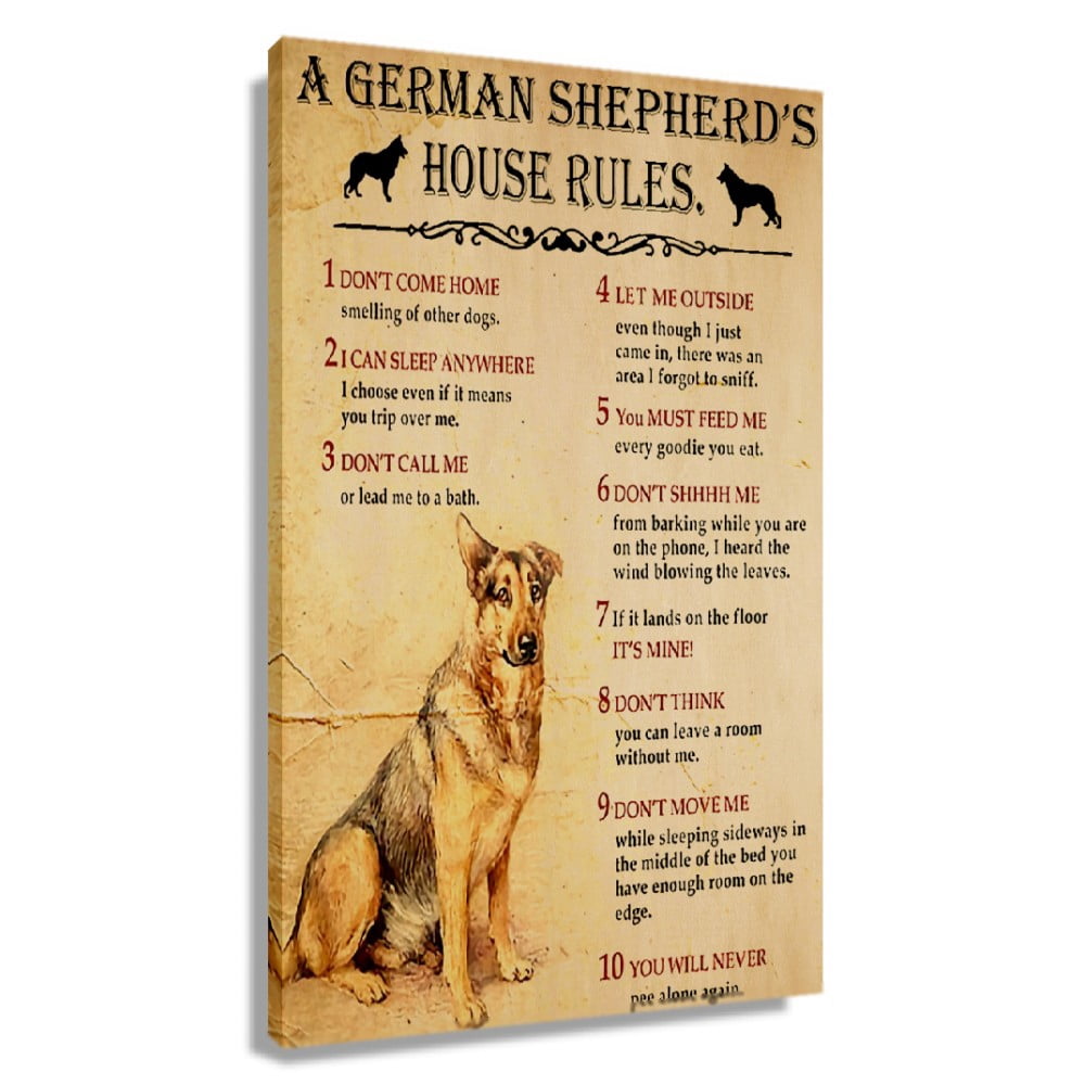 German Shepherd Dog Wall Art House Rules Retro Poster Modern Wall ...