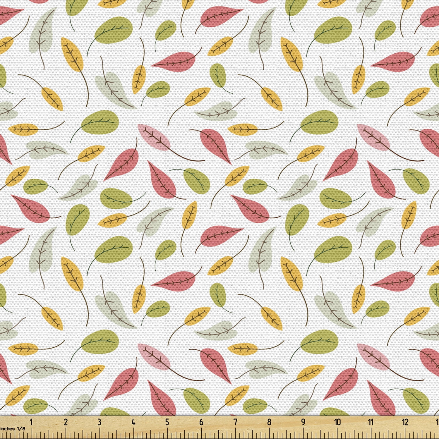 Spring Fabric by the Yard, Soft Pastel Tone Colorful Falling Leaves ...