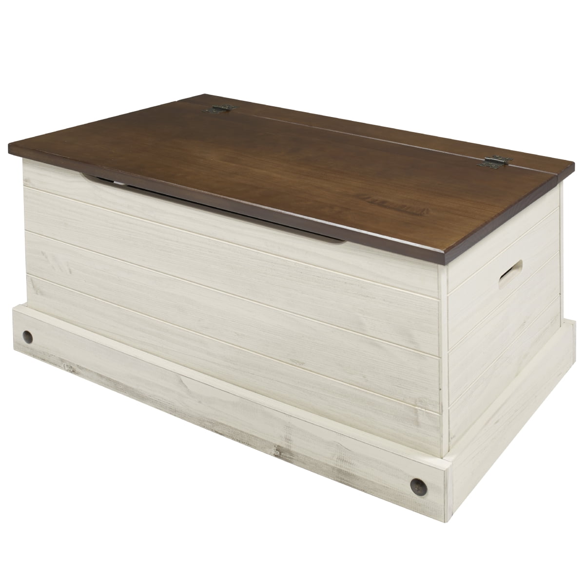 Wood Storage Trunk Ottoman White Distressed | Furniture Dash CADB440 ...