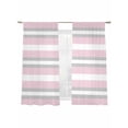 Abstract Gradient Stripes Sheer Curtains 2 Panels Set Pink Gray Lines ...