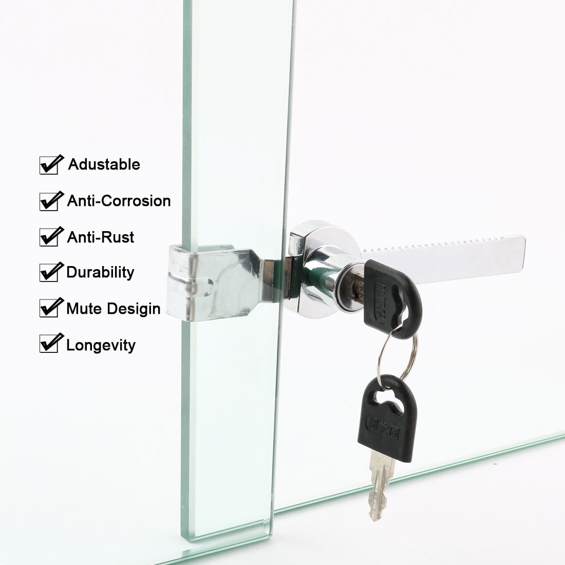 Office Stainless Steel Cabinet Display Case Glass Door Showcase Lock w ...