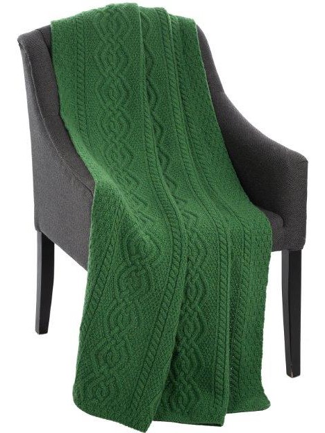 SAOL Luxurios 100% Merino Wool Cable Knitted Aran Bed Throw Blanket ...