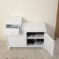 Elegant Wooden Shoe Storage Bench with Removable Shelves and Sponge ...