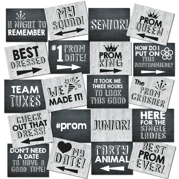 Prom Photo Booth Props - 20 Designs, 8x10, Double Sided, Prom Photo ...