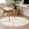 Beige Leaf 4FT Round Area Rugs Tropical Country Watercolor Jungle ...