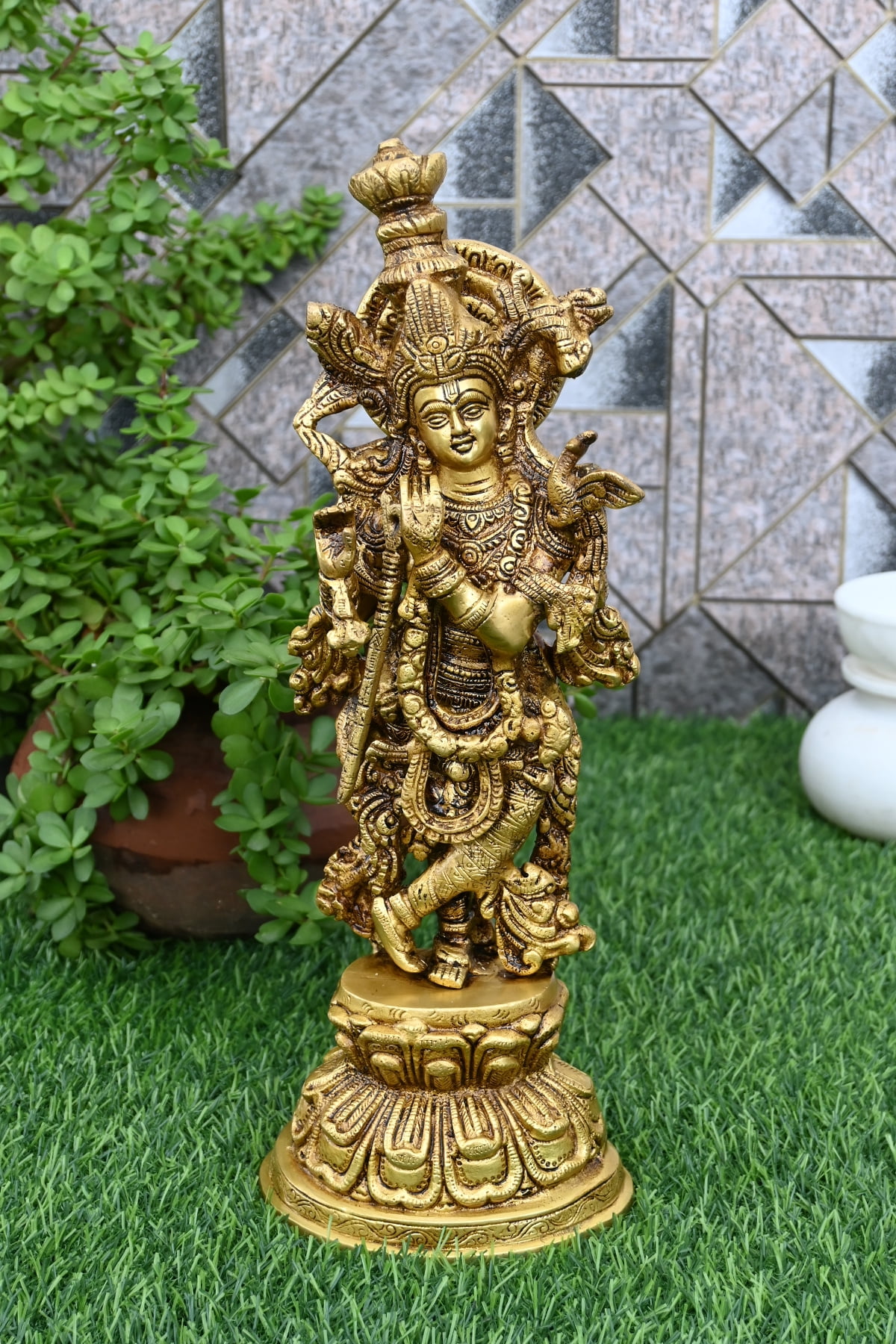 Tensona 15 Inch Brass Krishna Statue Idol sculpture Murti Kanha for ...