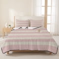78x90in Quilt Bedding Set, Minimalist Ombre Pink Stripes Lightweight ...