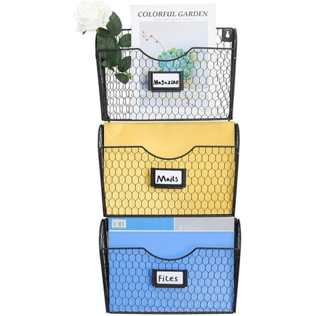 Wall Mount Single Pocket File Organizer 3 Pockets Hanging File ...