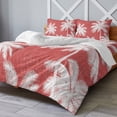 4 Piece Duvet Cover Set Full, Tropical Trees Coral Red Burlap Soft ...