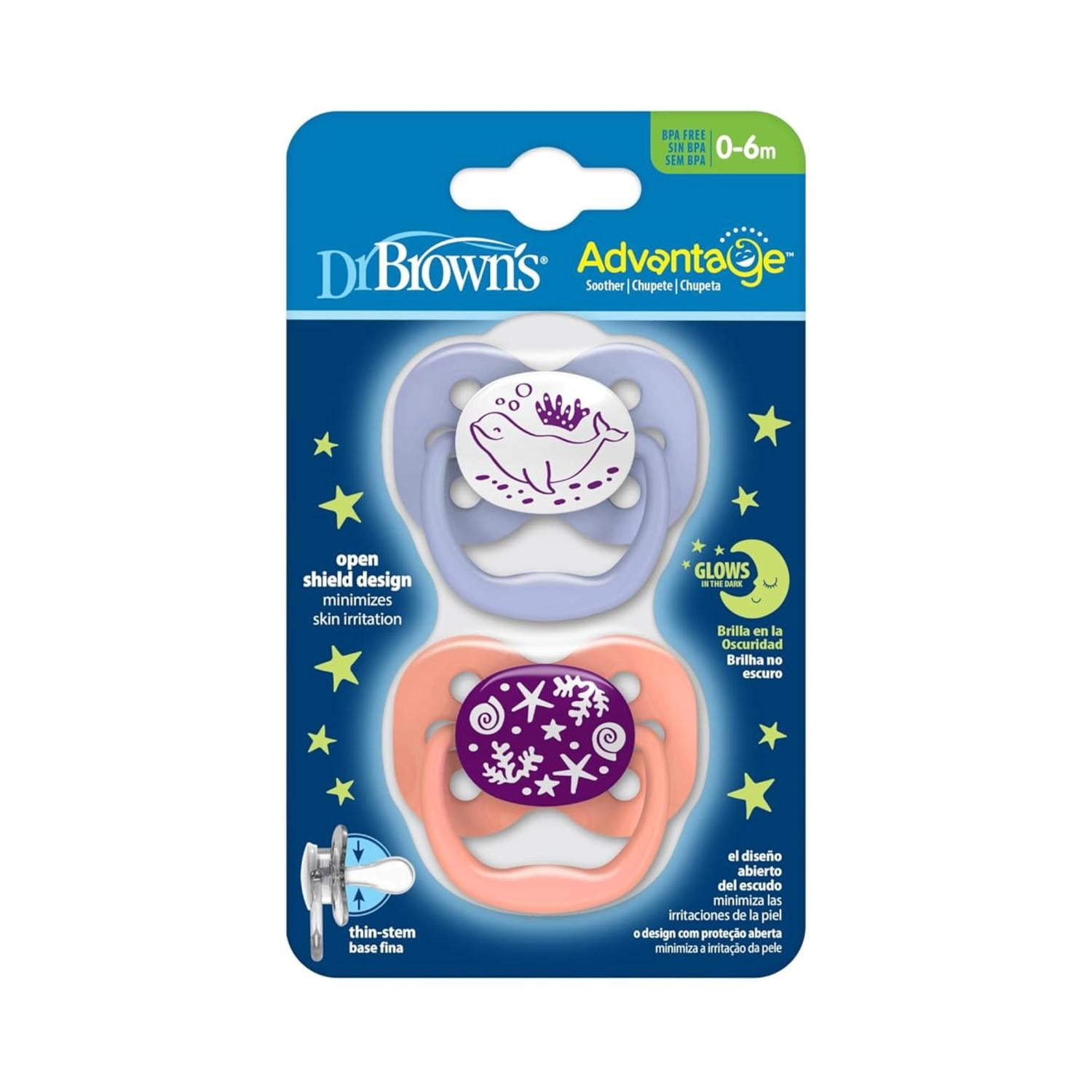 Chupón Dr Brown's Advantage 0-6 Meses Naranja y Morado Niña | Walmart ...