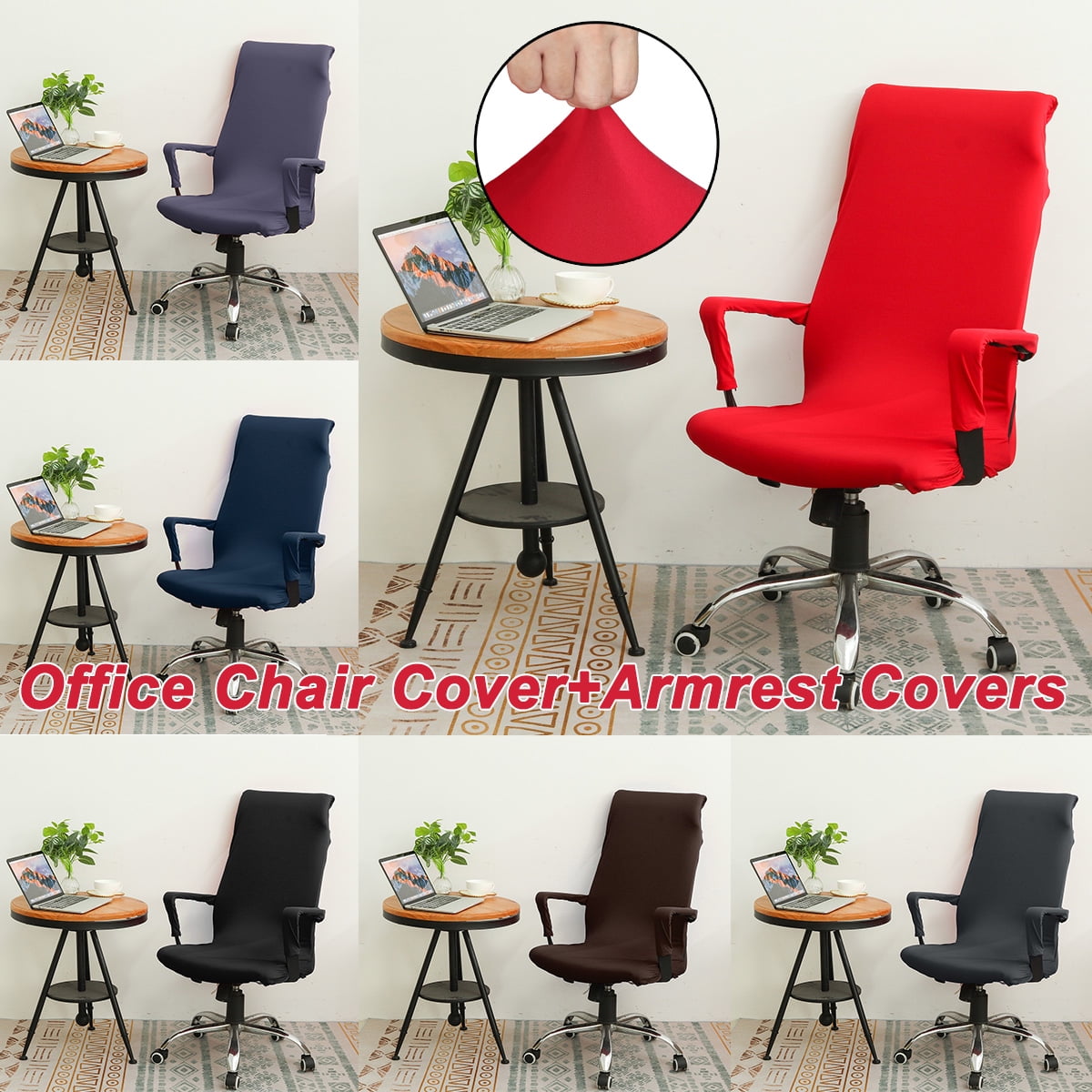 Computer Office Chair Cover, Stretch Jacquard Universal Desk Rotating ...