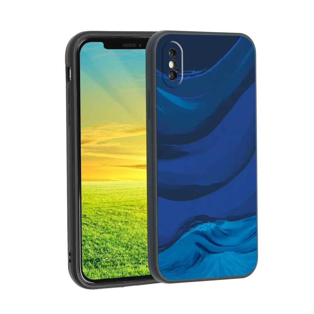 Compatible with iPhone X Phone Case, Blue-Wave-Aesthetic-Artwork-jpg ...