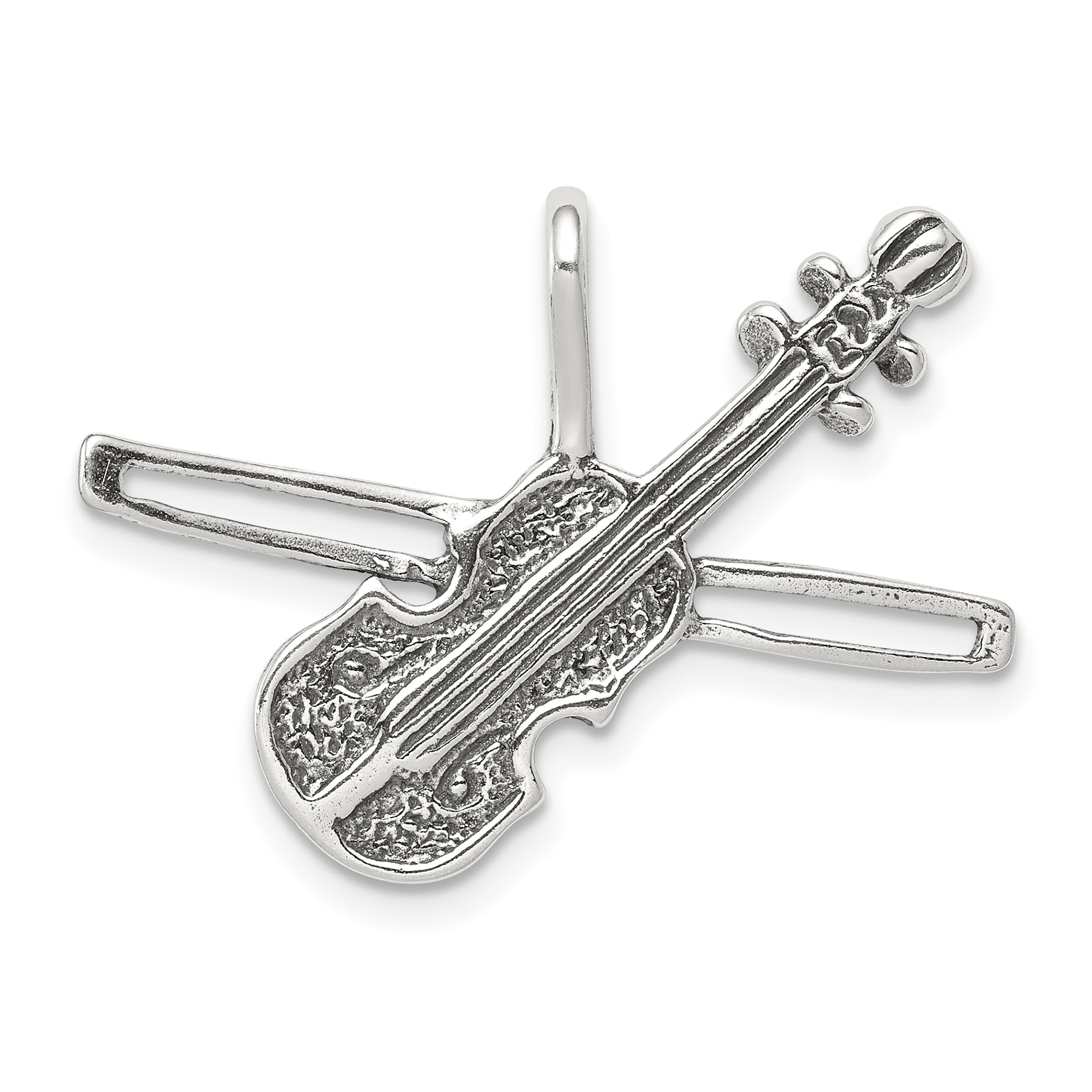 Beautiful Sterling Silver Antiqued Violin Charm - Walmart.com