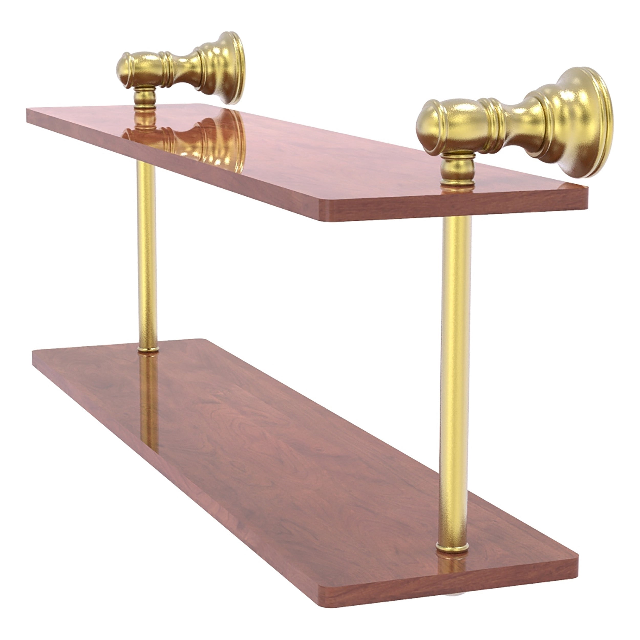 Carolina Collection Two Tiered Wood Shelf - Satin Brass / 16 Inch ...