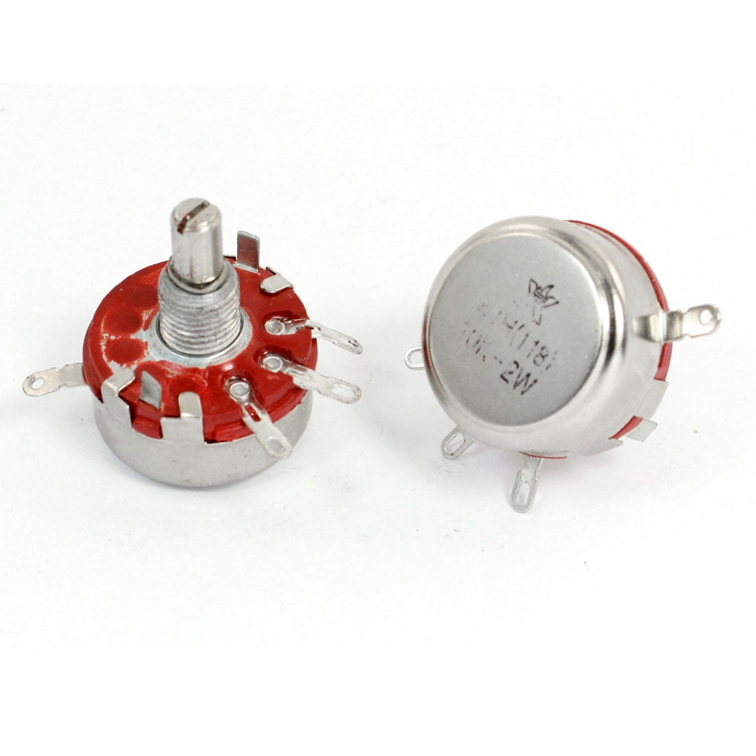 Unique Bargains 2 Pcs 10K ohm 2W Round Shaft 4 Terminal Rotary Carbon ...